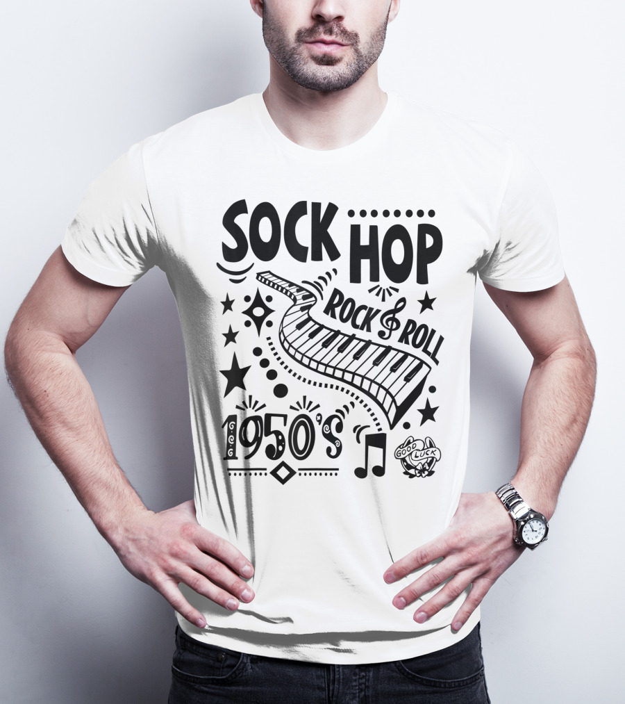 Sock Hop Rock Roll 1950s Piano Music Party T-Shirt