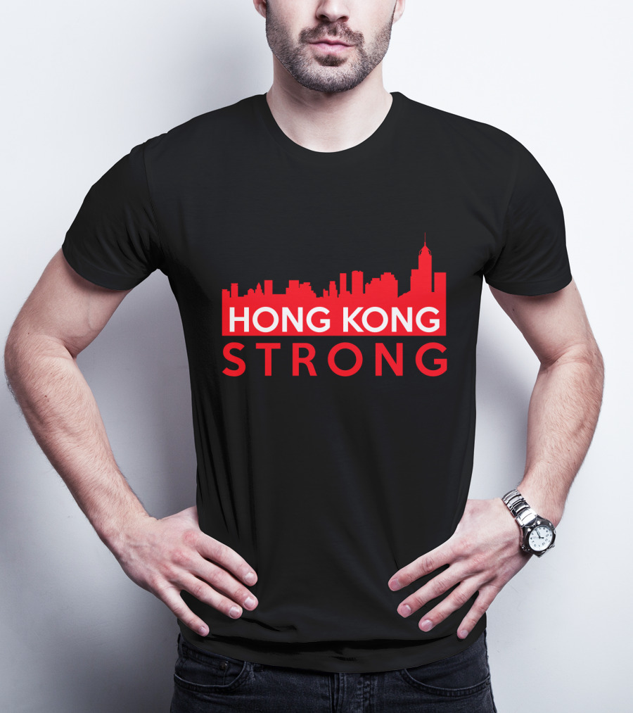 Hong Kong Strong City Red Skyline T-Shirt