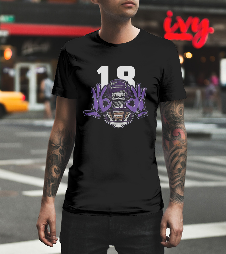 Griddy Celebration Purple Helmet 18 Gloves T-Shirt