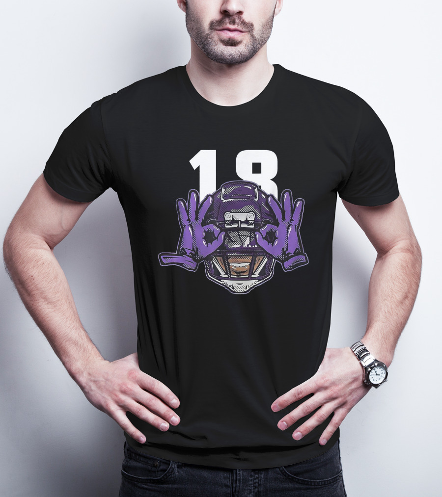 Griddy Celebration Purple Helmet 18 Gloves T-Shirt