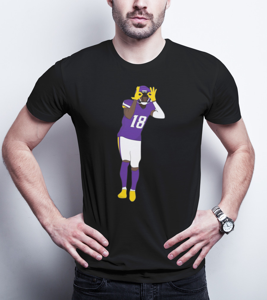 Do The Griddy Griddy Dance Football NFL Player Number 18 Purple And Yellow Uniform T-Shirt