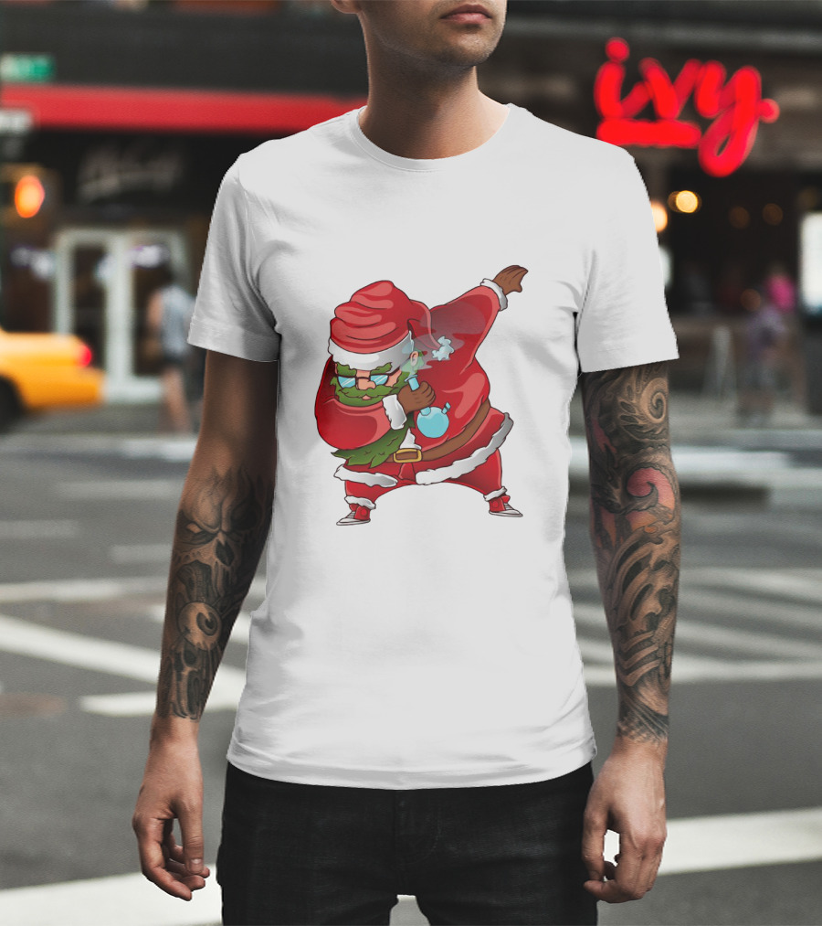 Cool Santa Style Merry Dab Christmas Smoking Fun T-Shirt