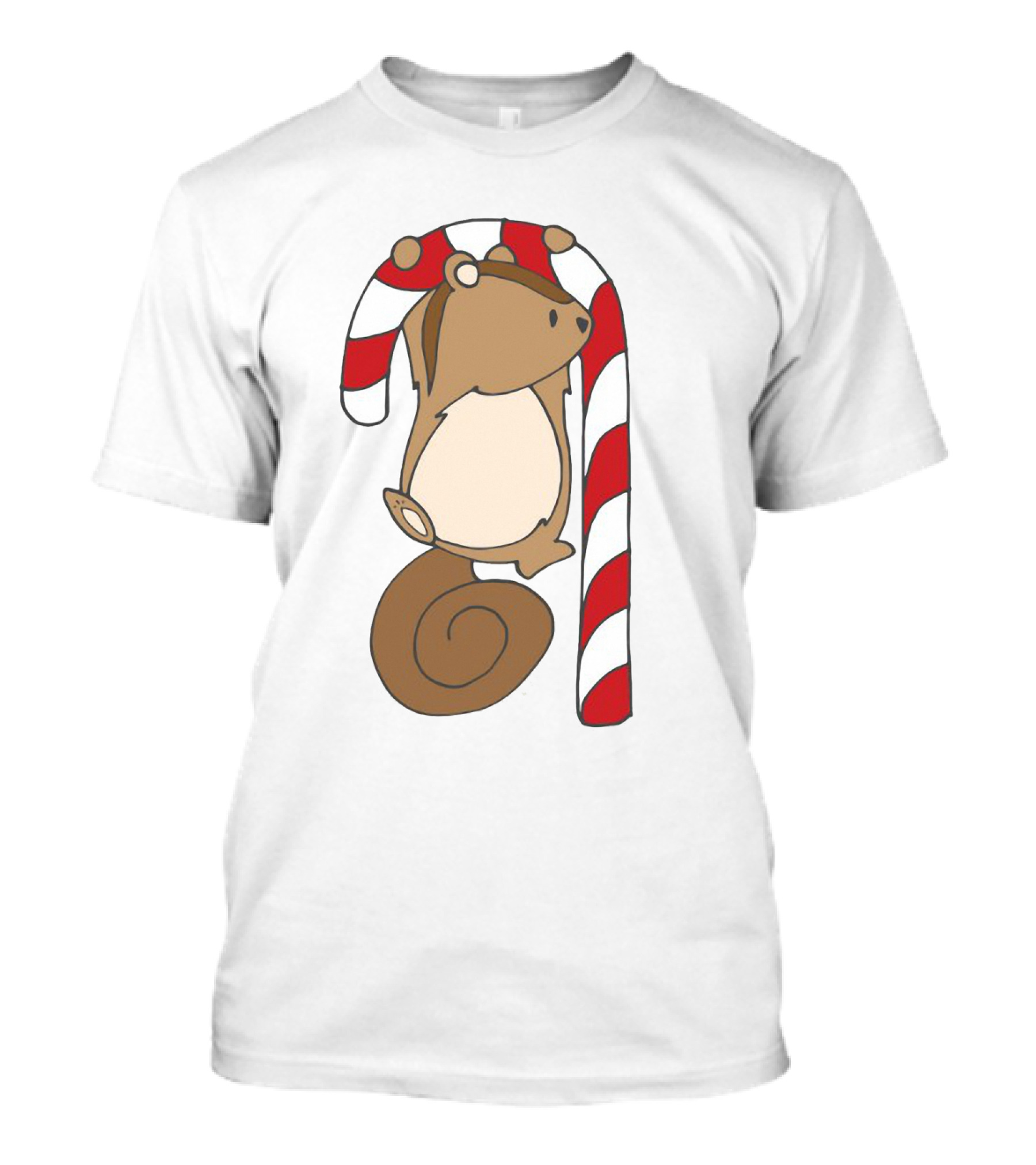 Ciapo Candy Cane Squirrel Hanging On Striped Christmas Treat T-Shirt