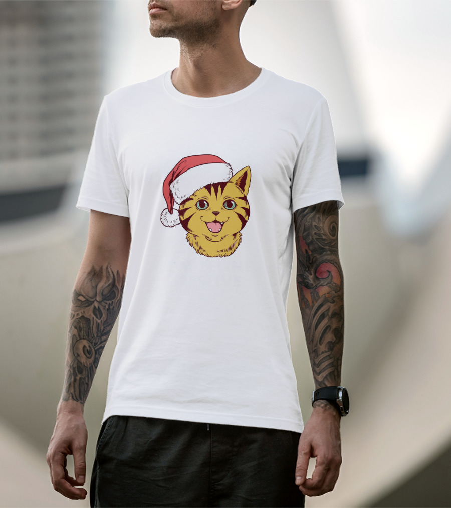 I'm Feline Festive Cat With Santa Hat T-Shirt