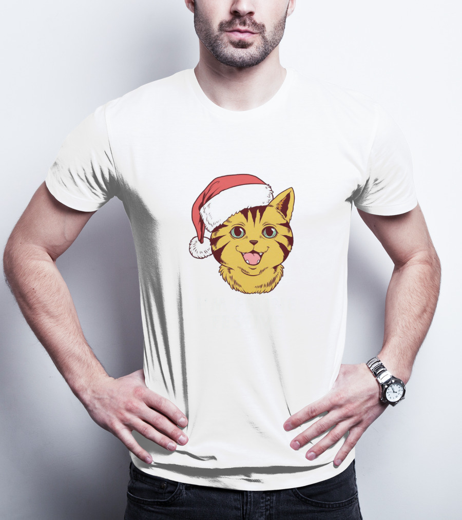 I'm Feline Festive Cat With Santa Hat T-Shirt