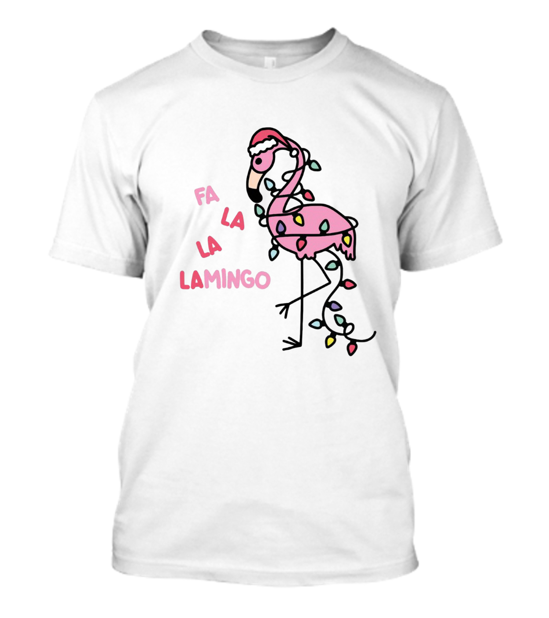 Fa La La Lamingo Christmas Flamingo Lights And Santa Hat Holiday T-Shirt
