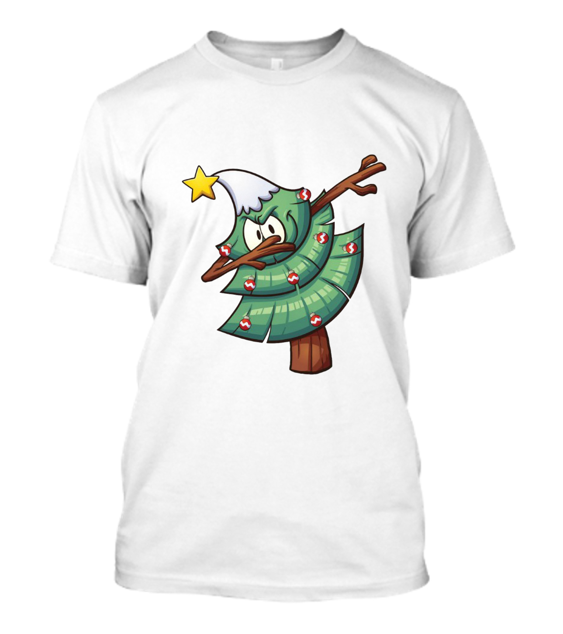 Christmas Tree Doing Dab Dance With Star And Decorations T-Shirt