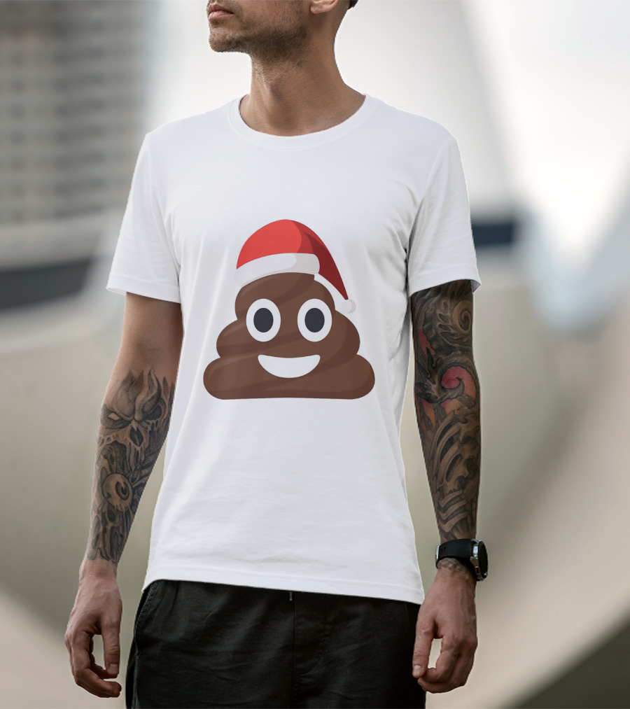Funny Santa Poopy Emoji Holiday Humor T-Shirt