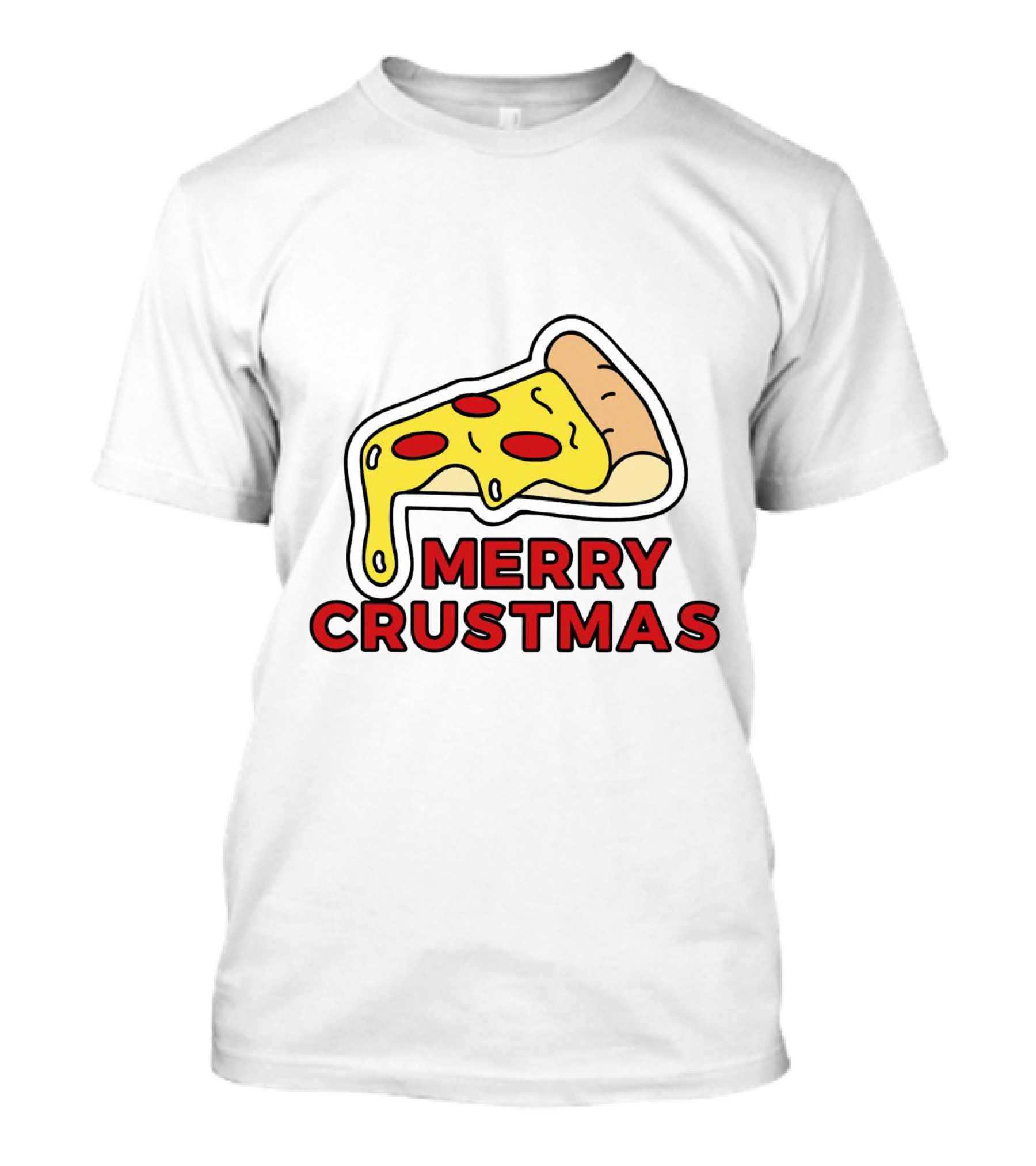 Merry Crustmas Pizza Slice Festive Holiday Play On Words T-Shirt