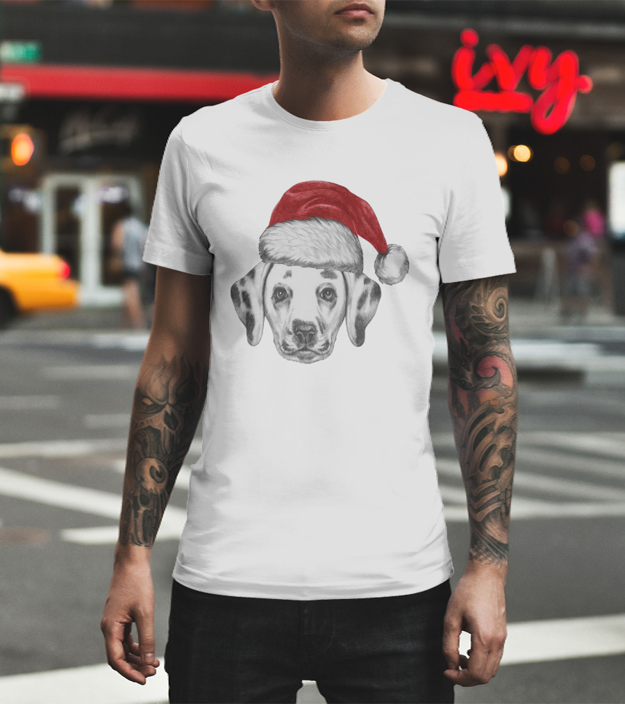 Santa Dog Adorable Holiday Canine Wearing Red Santa Hat T-Shirt