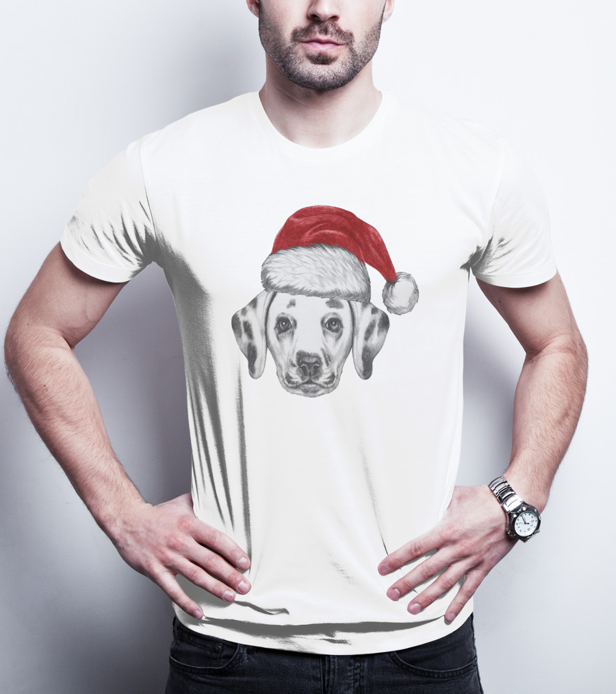 Santa Dog Adorable Holiday Canine Wearing Red Santa Hat T-Shirt