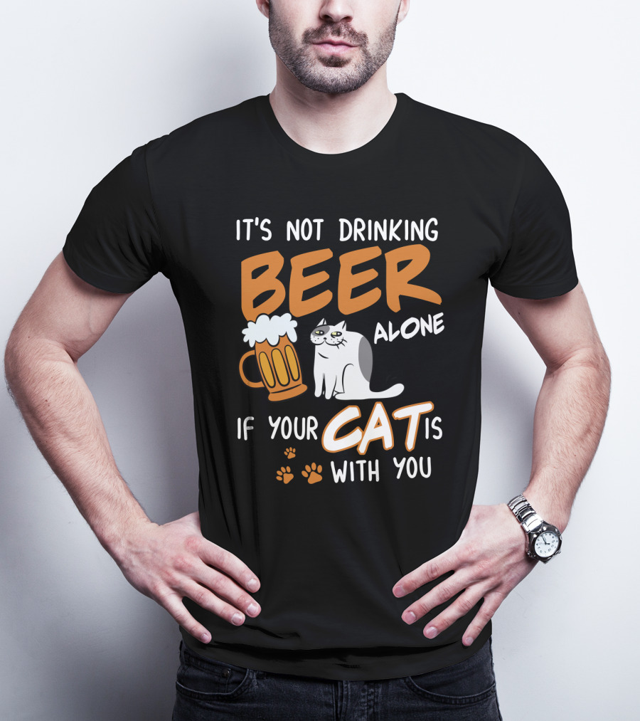 Drinking Beer With Your Cat Mug And Paw Prints T-Shirt