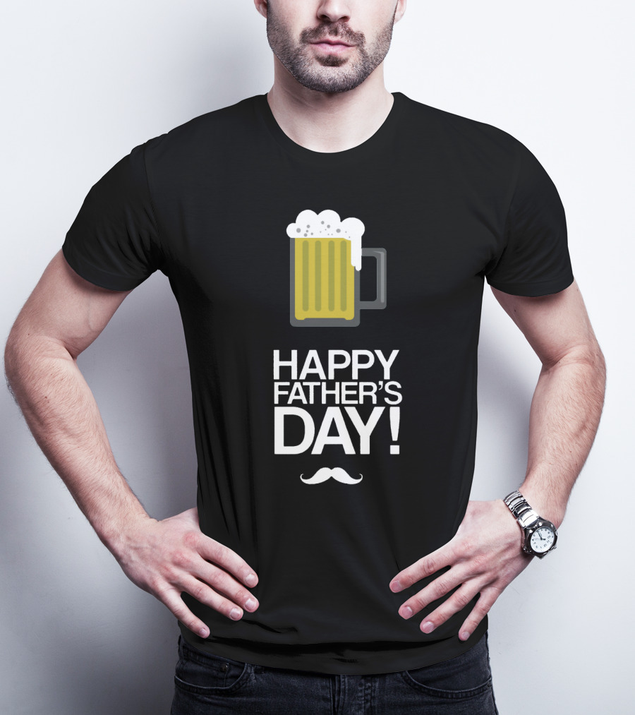 Happy Father's Day Glass Of Beer With Mustache T-Shirt