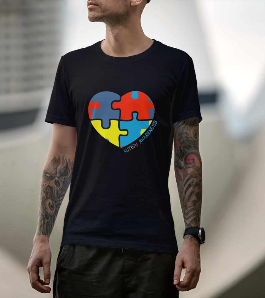 Autism Awareness Love Heart Puzzle Piece T-Shirt