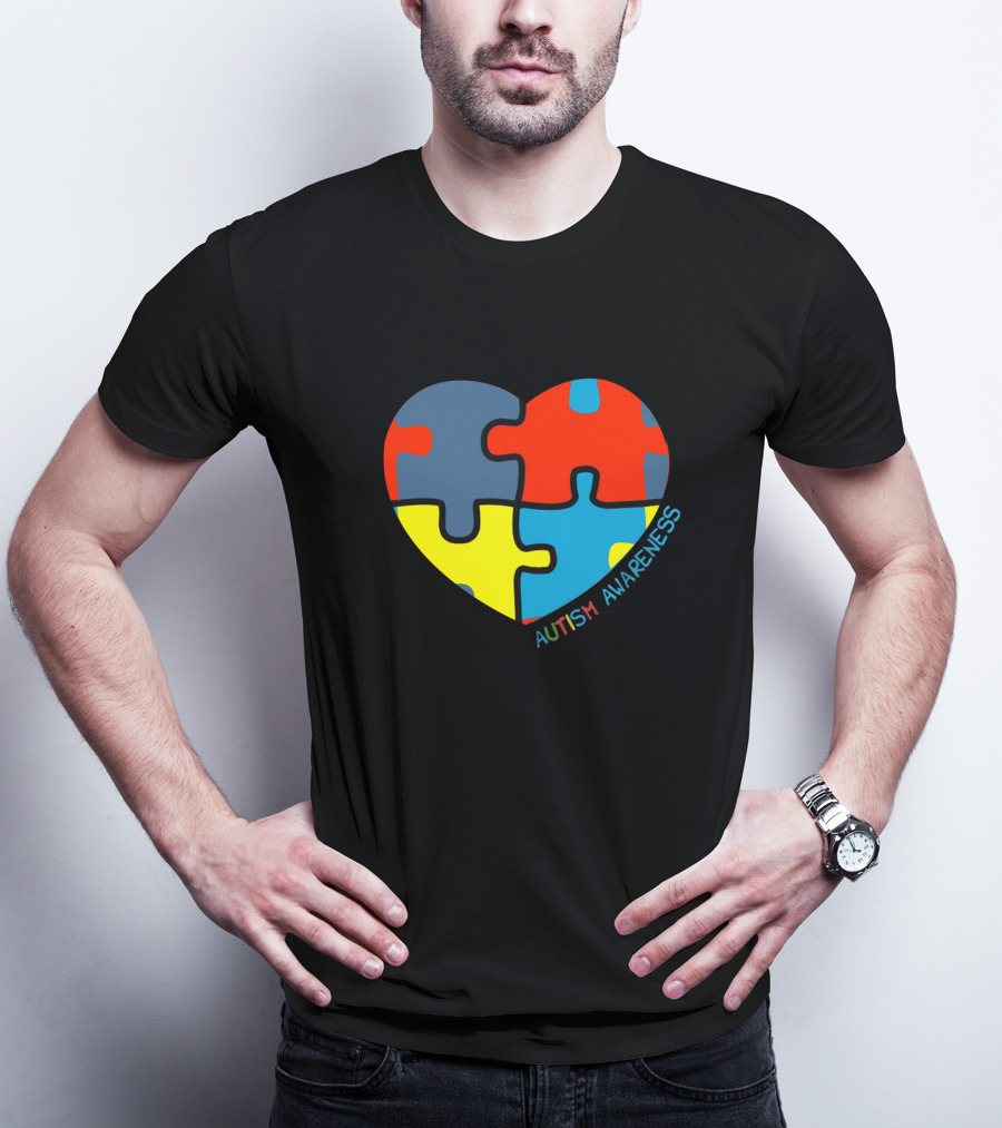 Autism Awareness Love Heart Puzzle Piece T-Shirt