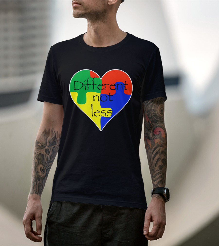 Different Not Less Heart Puzzle Autism Awareness T-Shirt