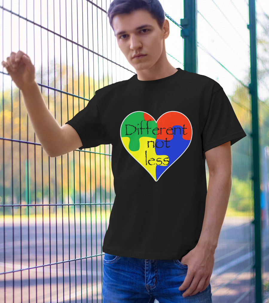 Different Not Less Heart Puzzle Autism Awareness T-Shirt