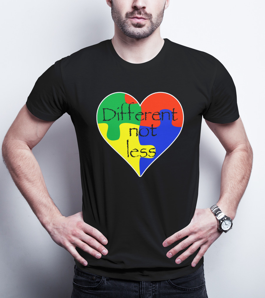 Different Not Less Heart Puzzle Autism Awareness T-Shirt