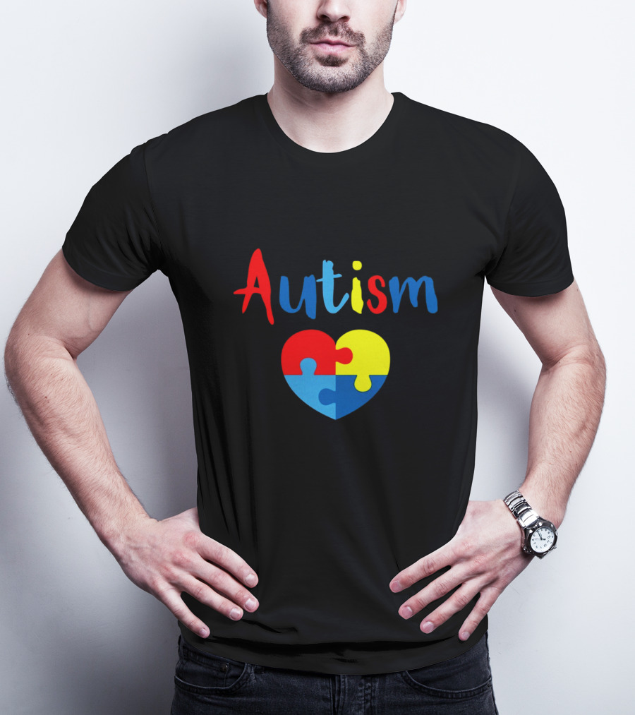 Autism Puzzle Heart Multicolor Design Awareness T-Shirt