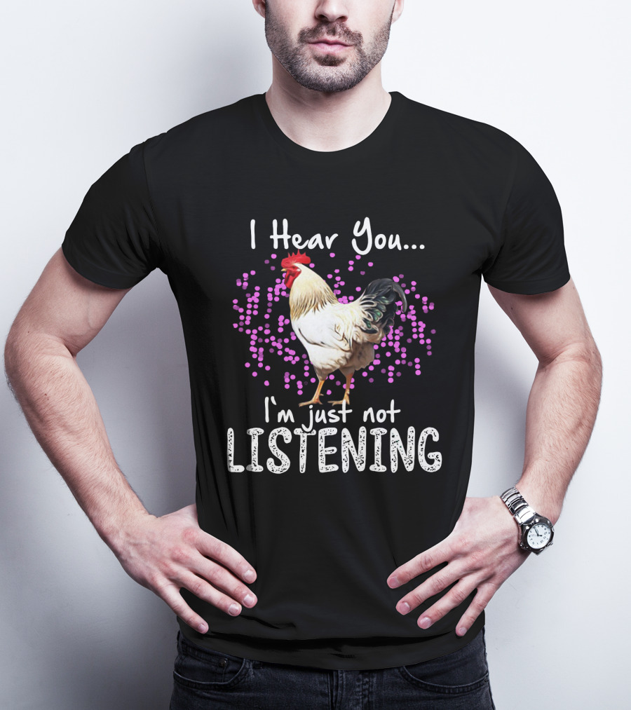 I Hear You I'm Just Not Listening Chicken With Purple Dot Background T-Shirt