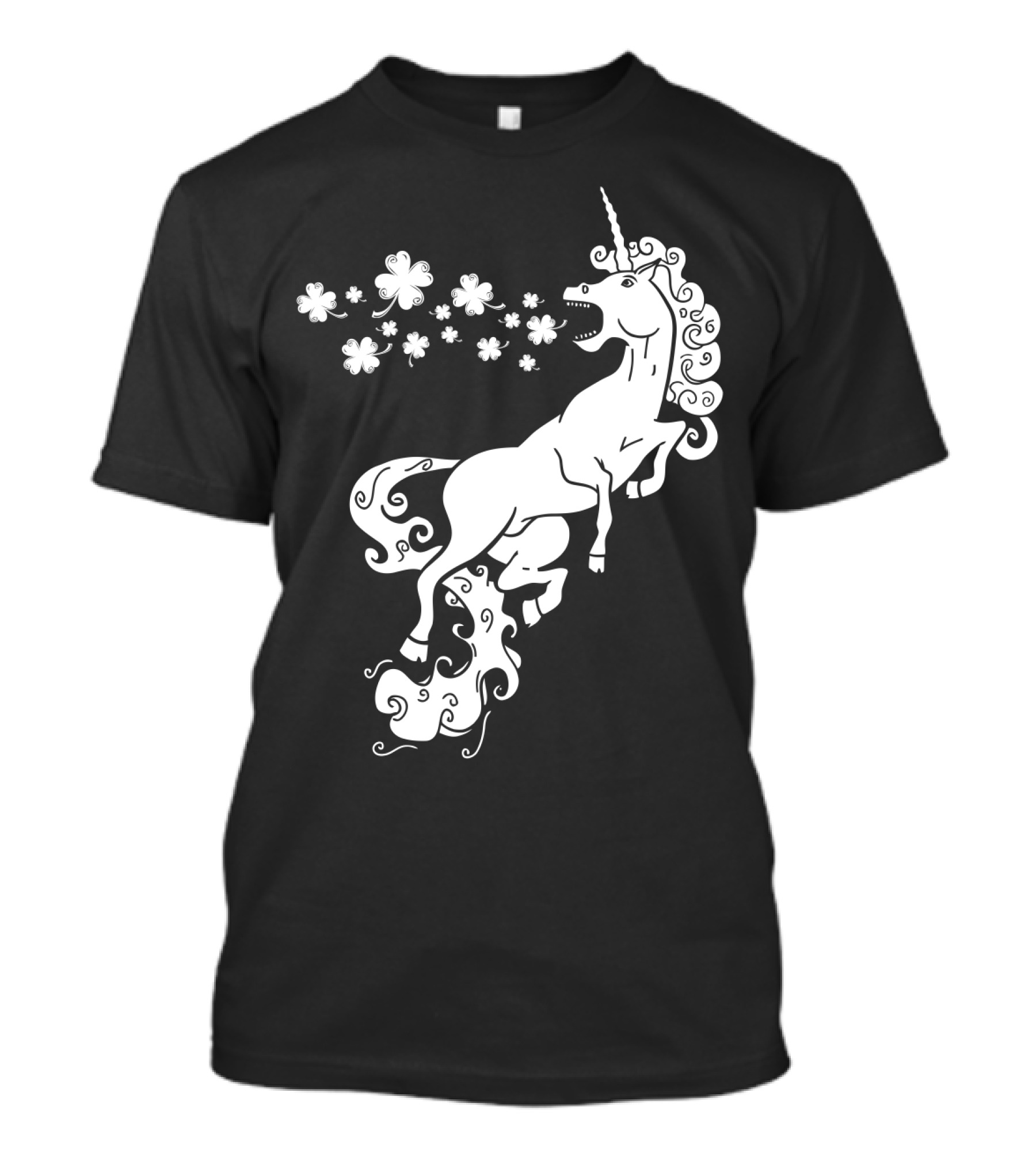 Unicorn Blowing Shamrock Flowers Mystical T-Shirt