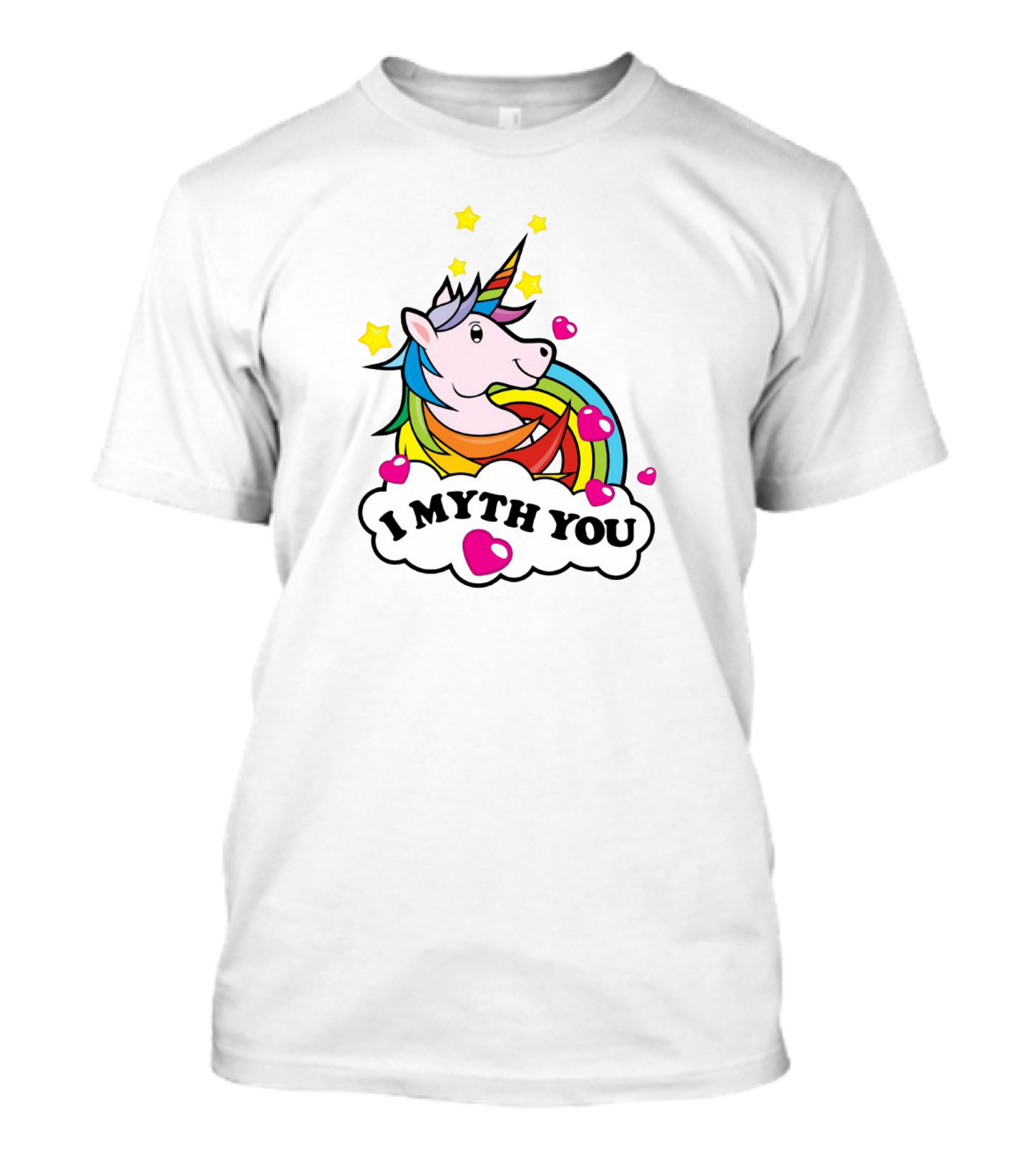 I Myth You Funny Unicorn Rainbow Hearts And Stars T-Shirt