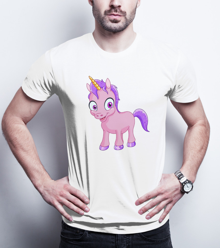 Pink Pony Unicorn With Purple Mane And Sparkling Horn T-Shirt