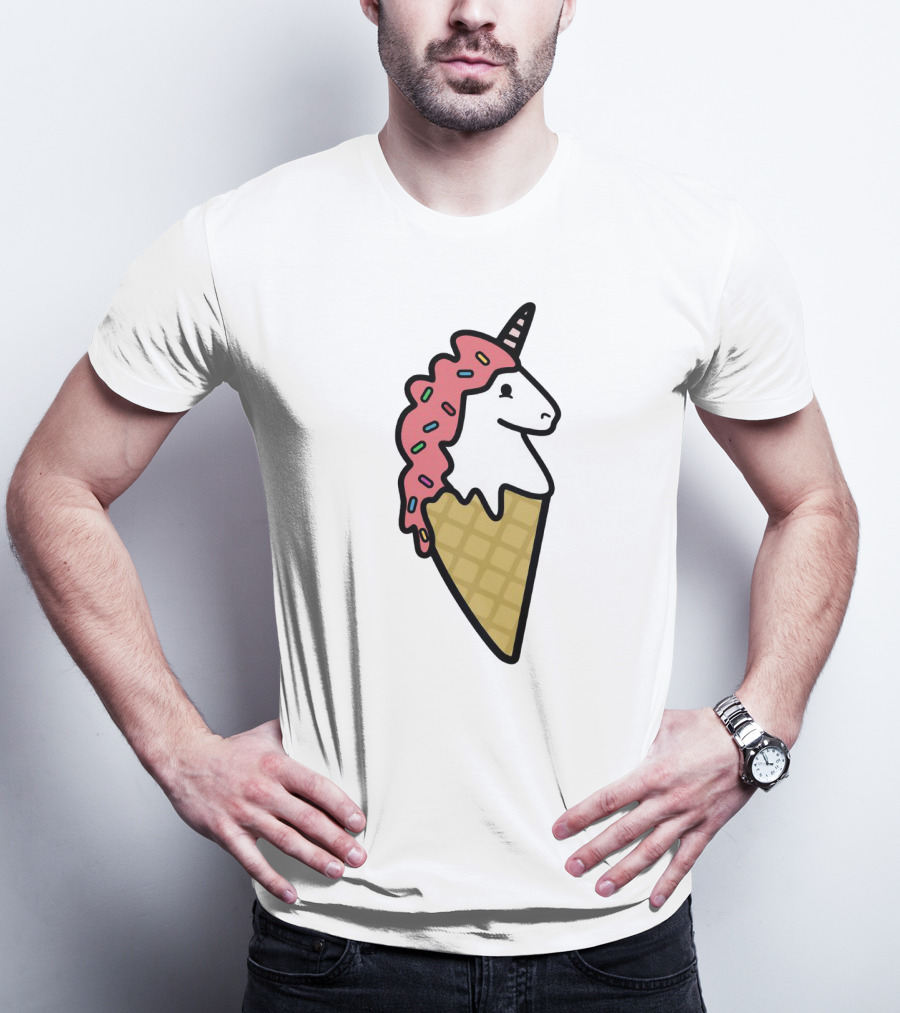 Kawaii Strawberry Unicorn Cone With Sprinkles In Pastel T-Shirt