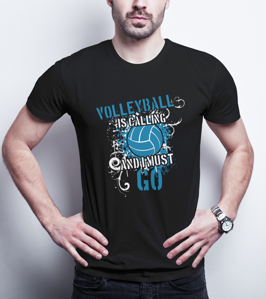 Volleyball Is Calling And I Must Go Blue Splatter T-Shirt