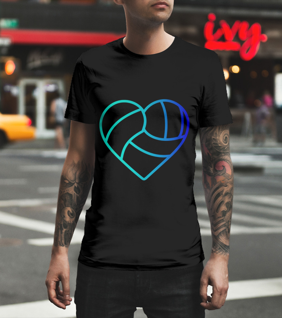 Heart Shaped Volleyball Love Gradient T-Shirt