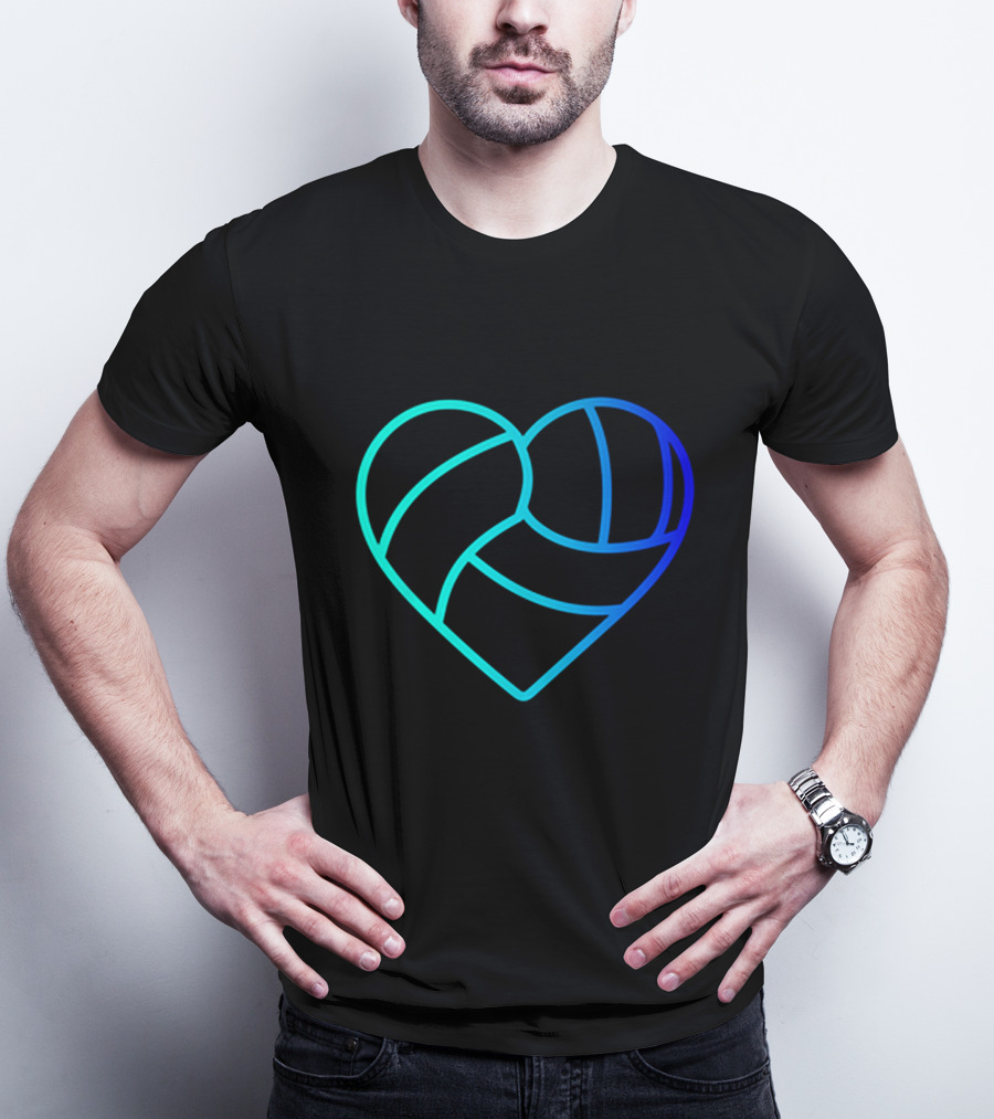 Heart Shaped Volleyball Love Gradient T-Shirt
