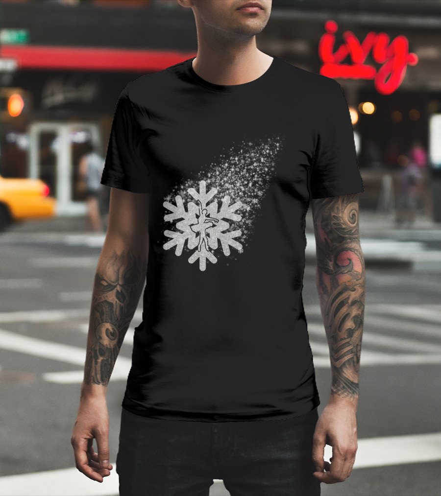 Ballet Dance Silhouette Inside Glittering Snowflake Burst T-Shirt