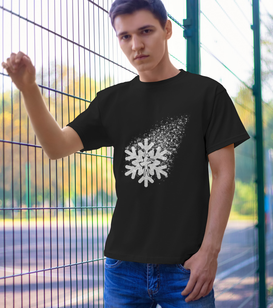 Ballet Dance Silhouette Inside Glittering Snowflake Burst T-Shirt