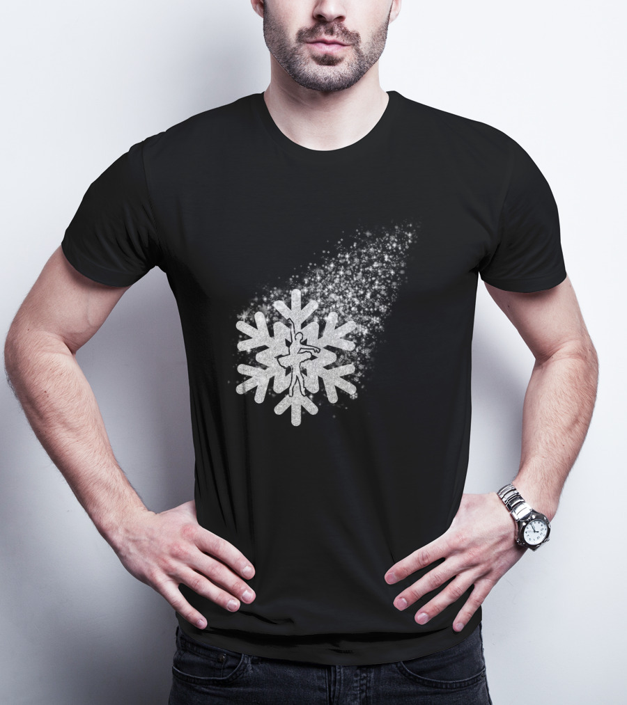 Ballet Dance Silhouette Inside Glittering Snowflake Burst T-Shirt