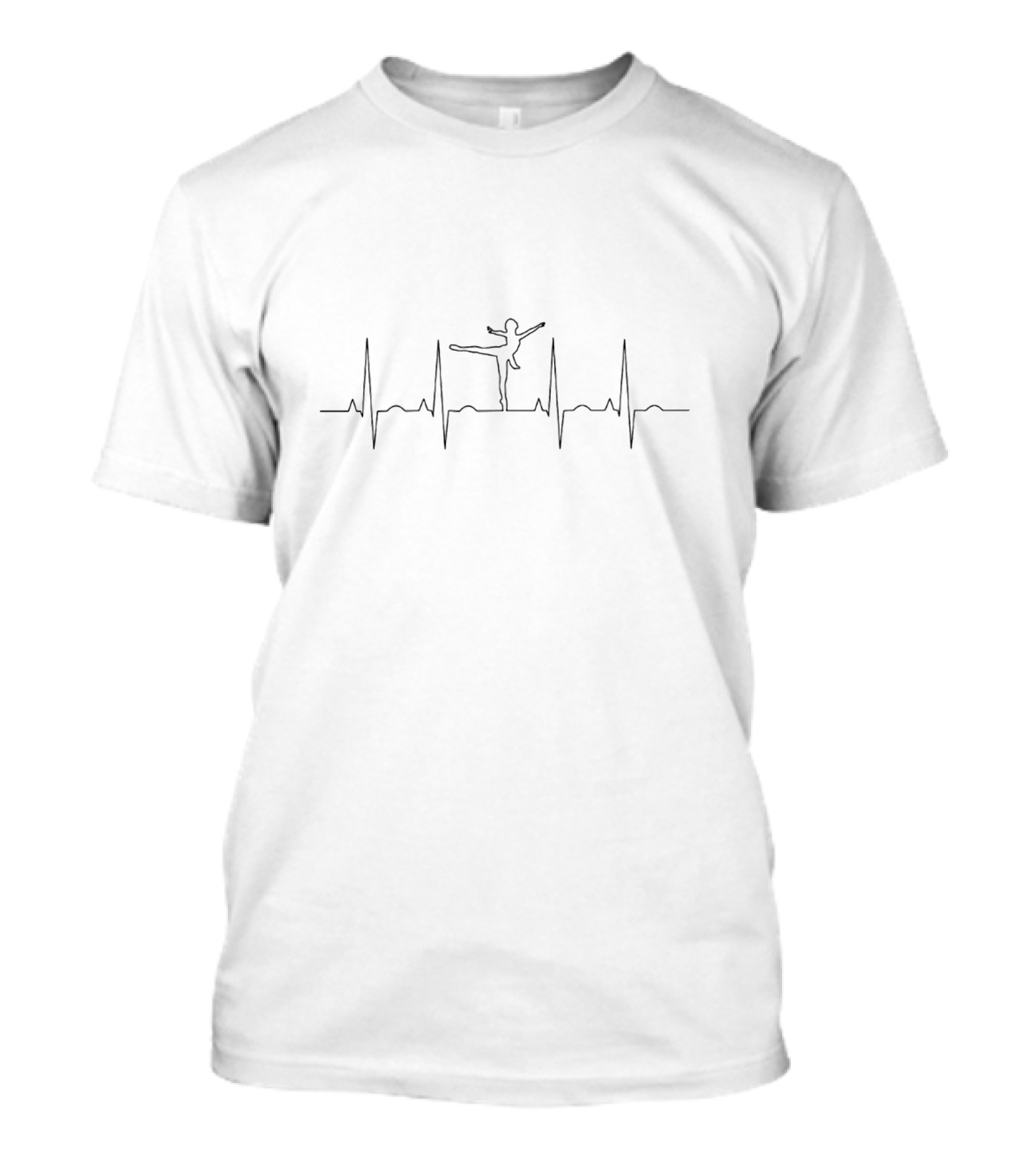 Ballet Dancer Silhouette Integrated With Electrocardiogram Heartbeat Lines T-Shirt