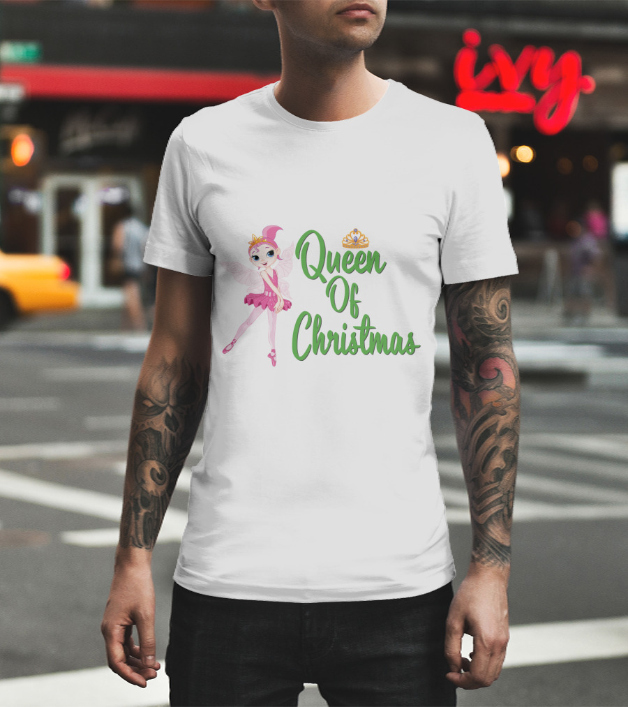Queen Of Christmas Ballet Fairy With Pink Tutu And Crown T-Shirt