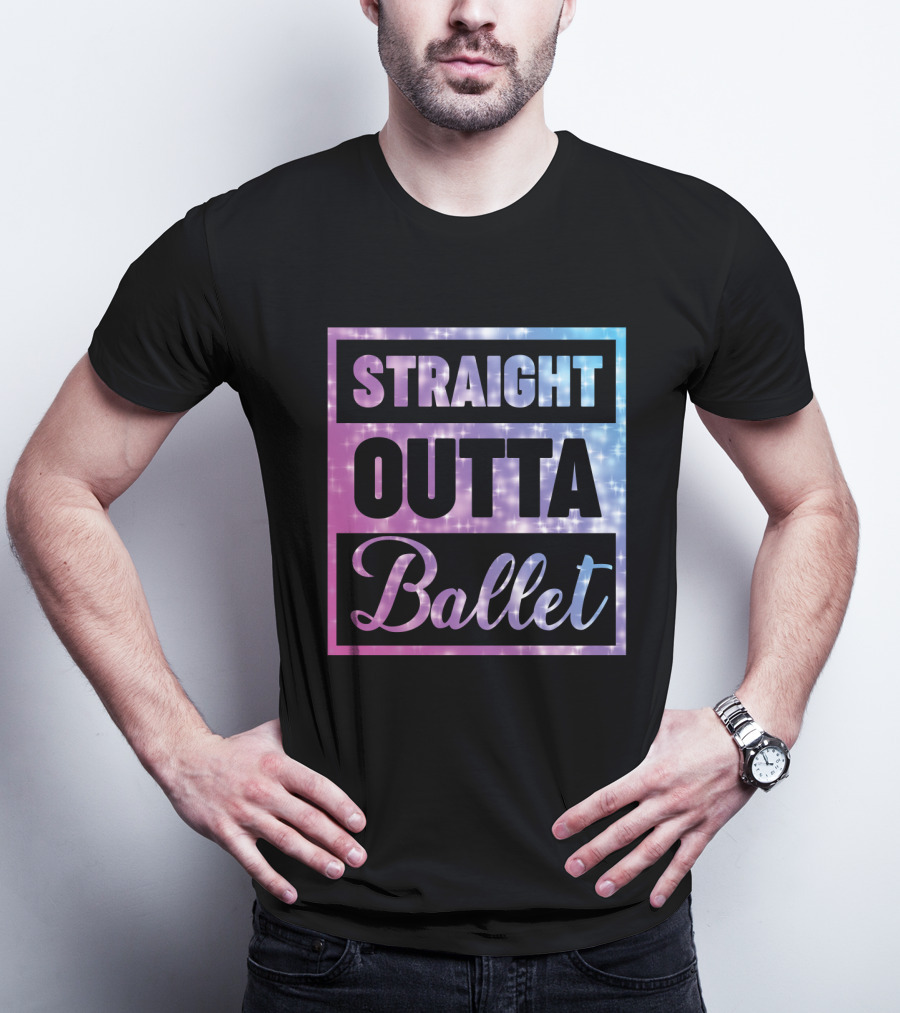 Straight Outta Ballet Sparkling Ombre Text T-Shirt