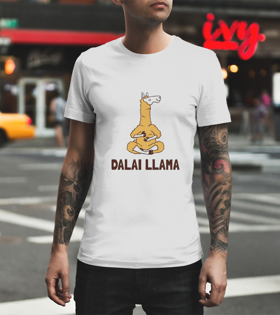Dalai Llama Meditating Llama Yoga Humor T-Shirt