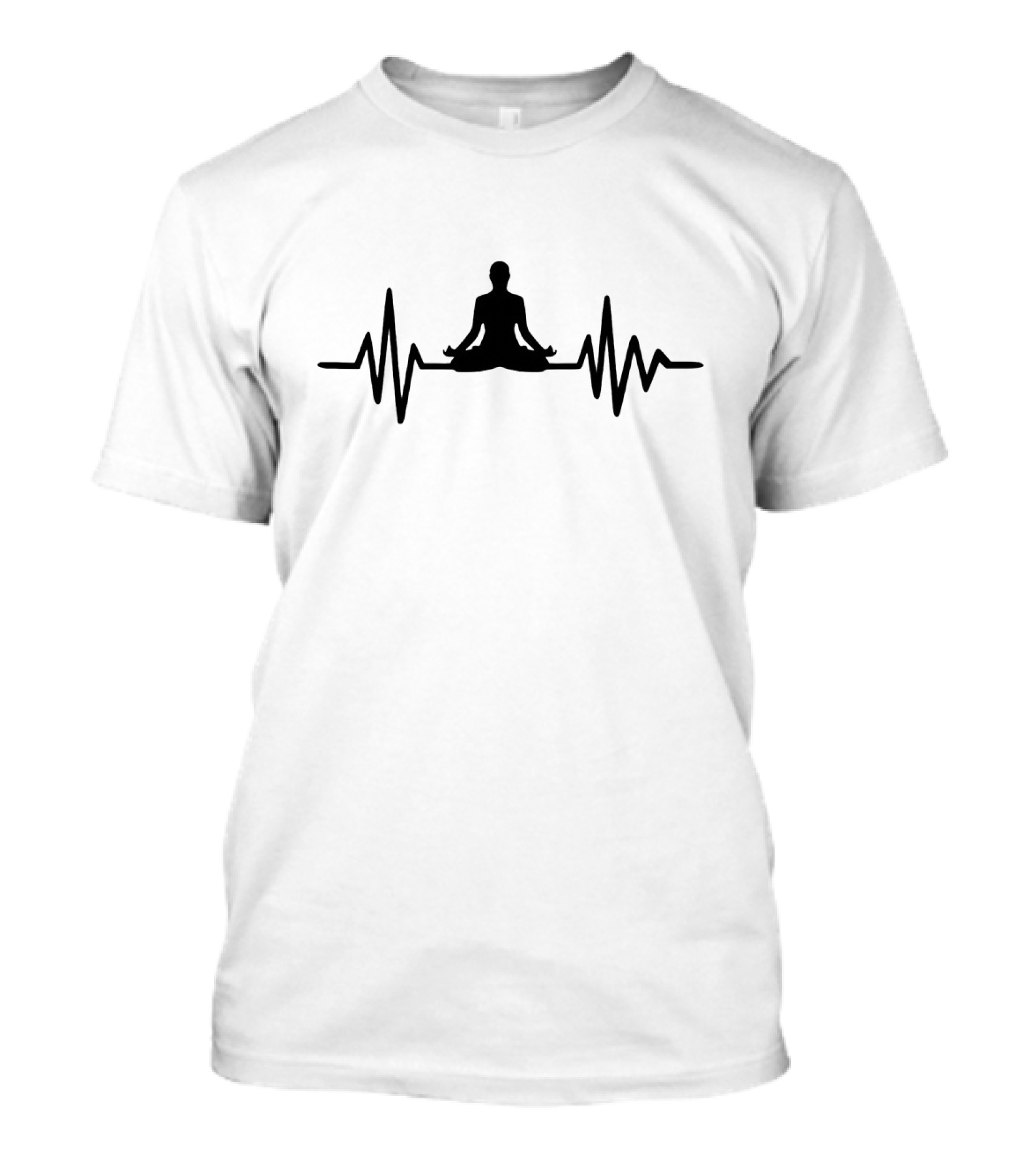 Yoga Heartbeat Meditative Pose With EKG Line T-Shirt