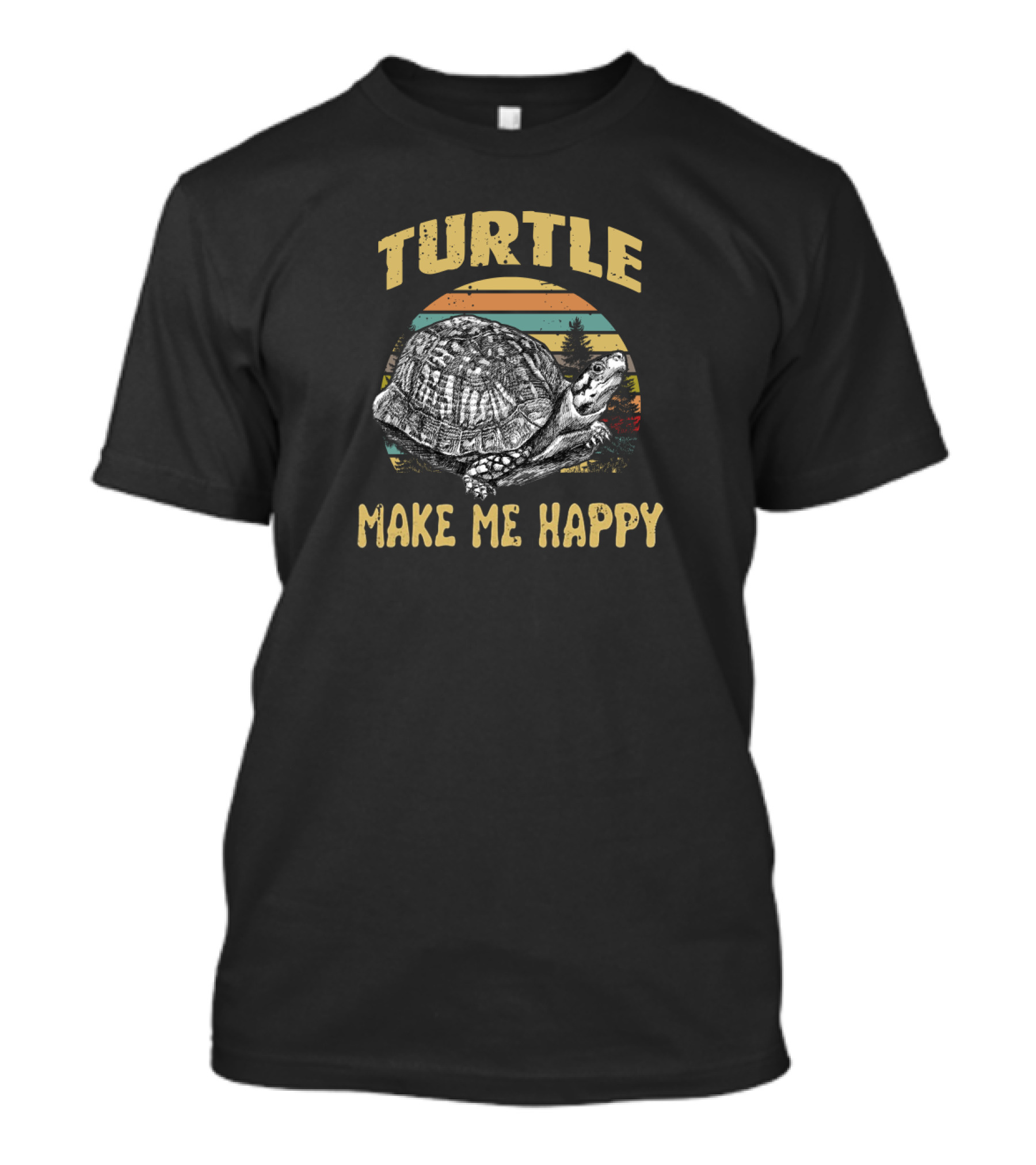 Turtle Make Me Happy Retro Sunset T-Shirt