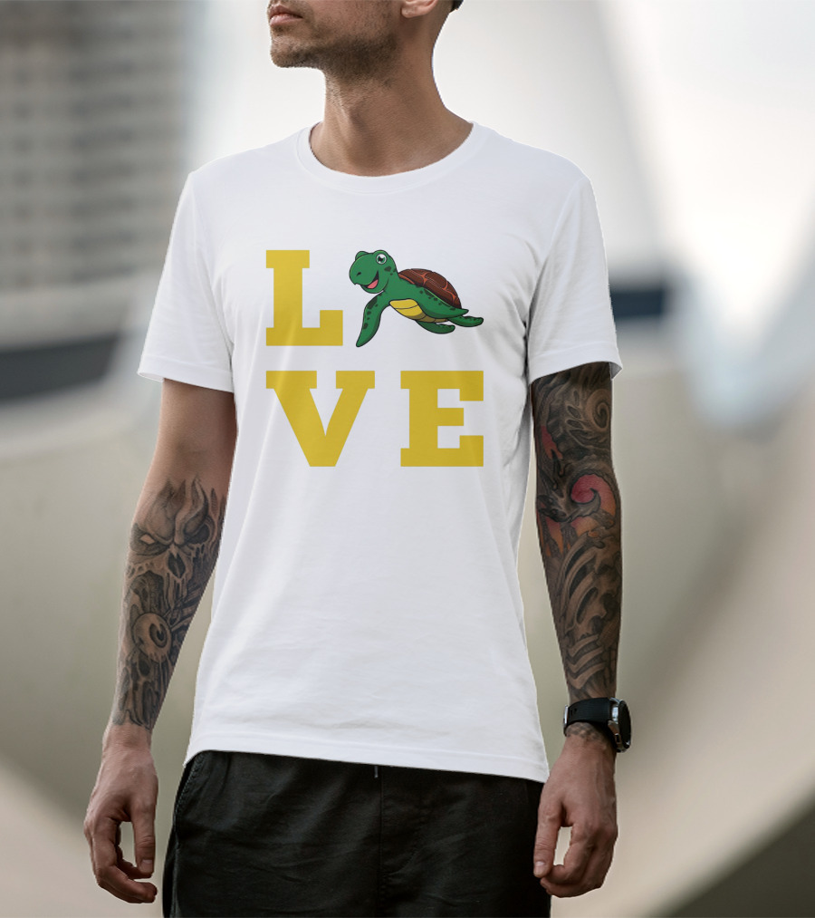 LOVE Turtles Funny Kids Sea Drawing Playful T-Shirt