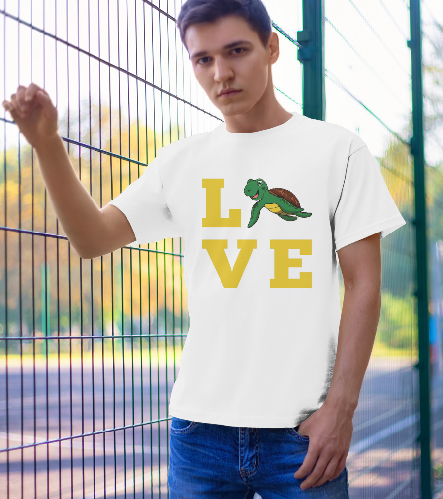 LOVE Turtles Funny Kids Sea Drawing Playful T-Shirt