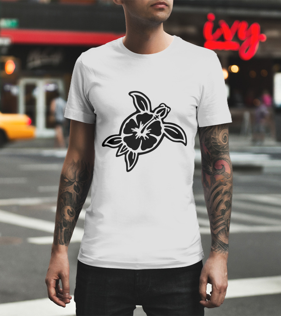 Hibiscus Flower Turtle T-Shirt