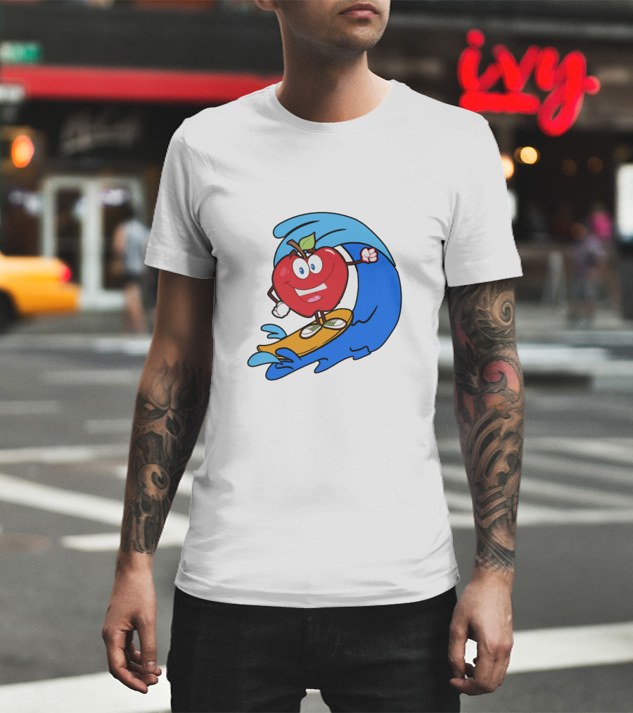 Apple Riding Surf Waves On A Board T-Shirt