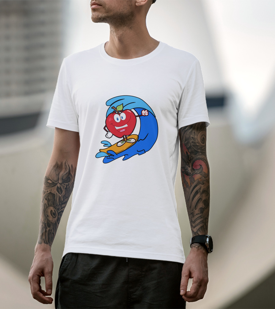Apple Riding Surf Waves On A Board T-Shirt