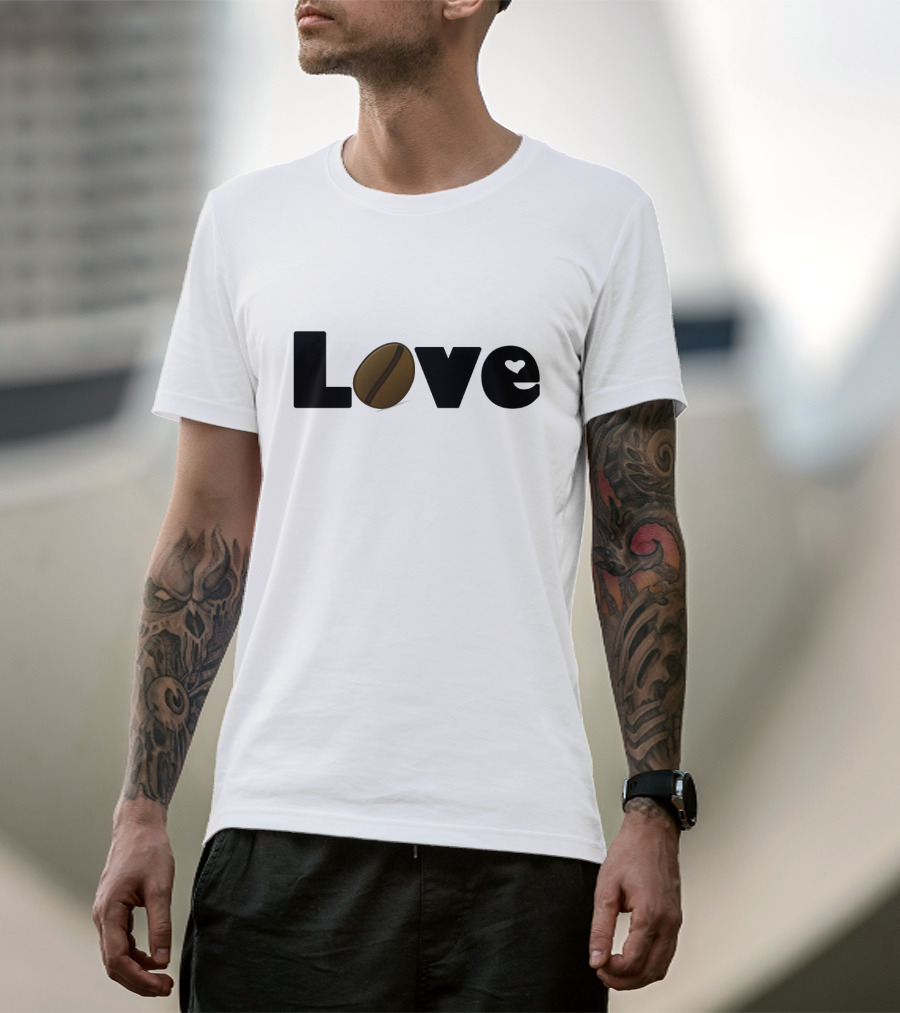 Love With Coffee Bean And Heart Symbol Integration T-Shirt