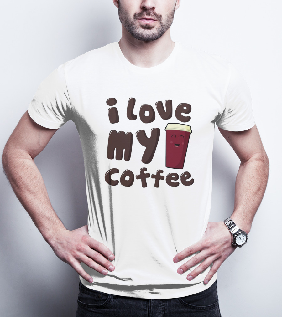 I Love My Coffee Cup Smile Emoticon T-Shirt