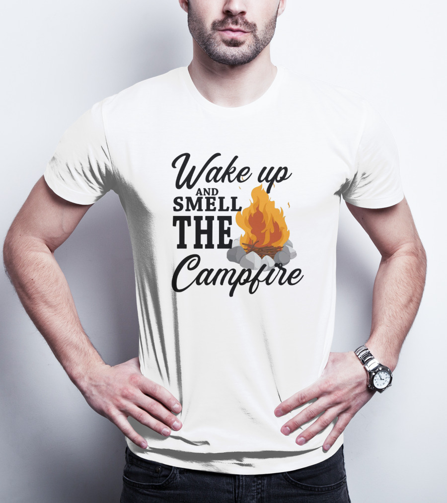 Wake Up And Smell The Campfire With Vibrant Flames And Rocks T-Shirt
