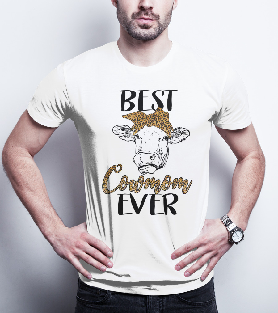 Best Cowmom Ever Leopard Bandana Cow T-Shirt