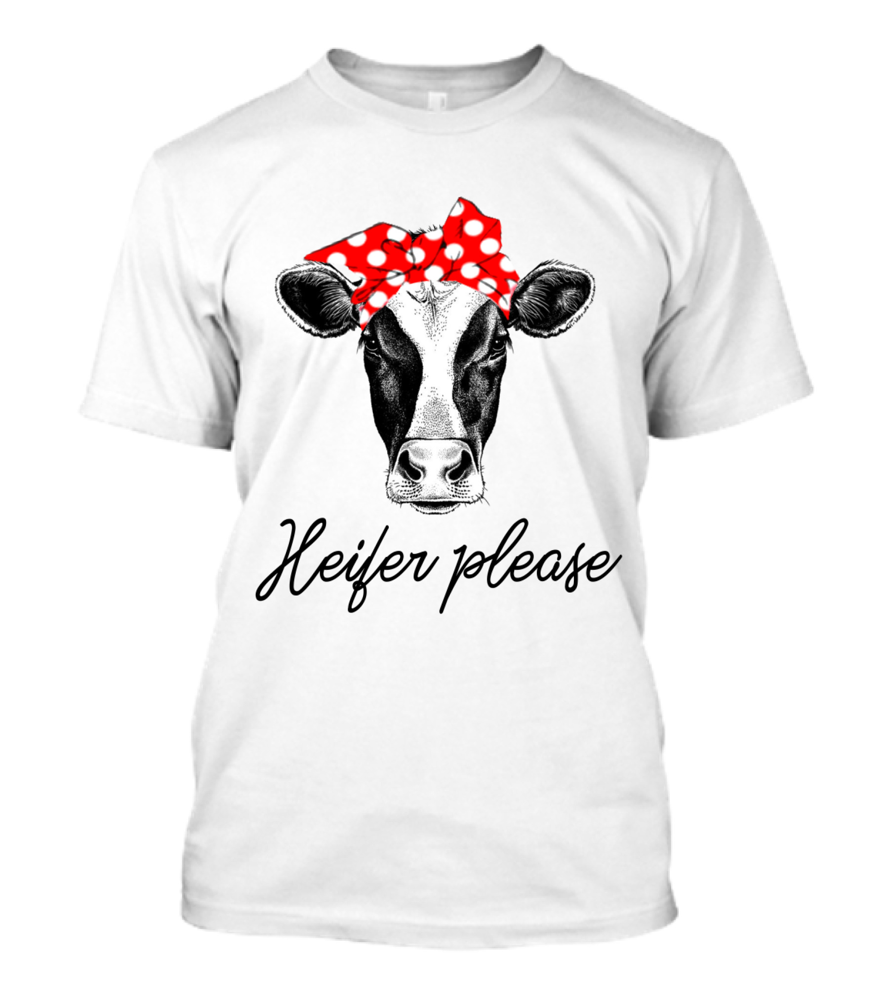 Heifer Please Cow With Red Polka Dot Bandana T-Shirt